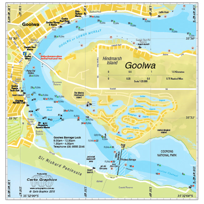 Carto Graphics Murray Lakes & Goolwa Islands Navigation Guide - Lattanzios